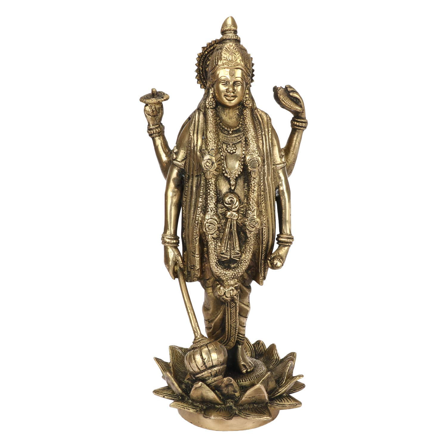 Brass World Brass Large Size Lord Vishnu Narayan Murti Standing on ...