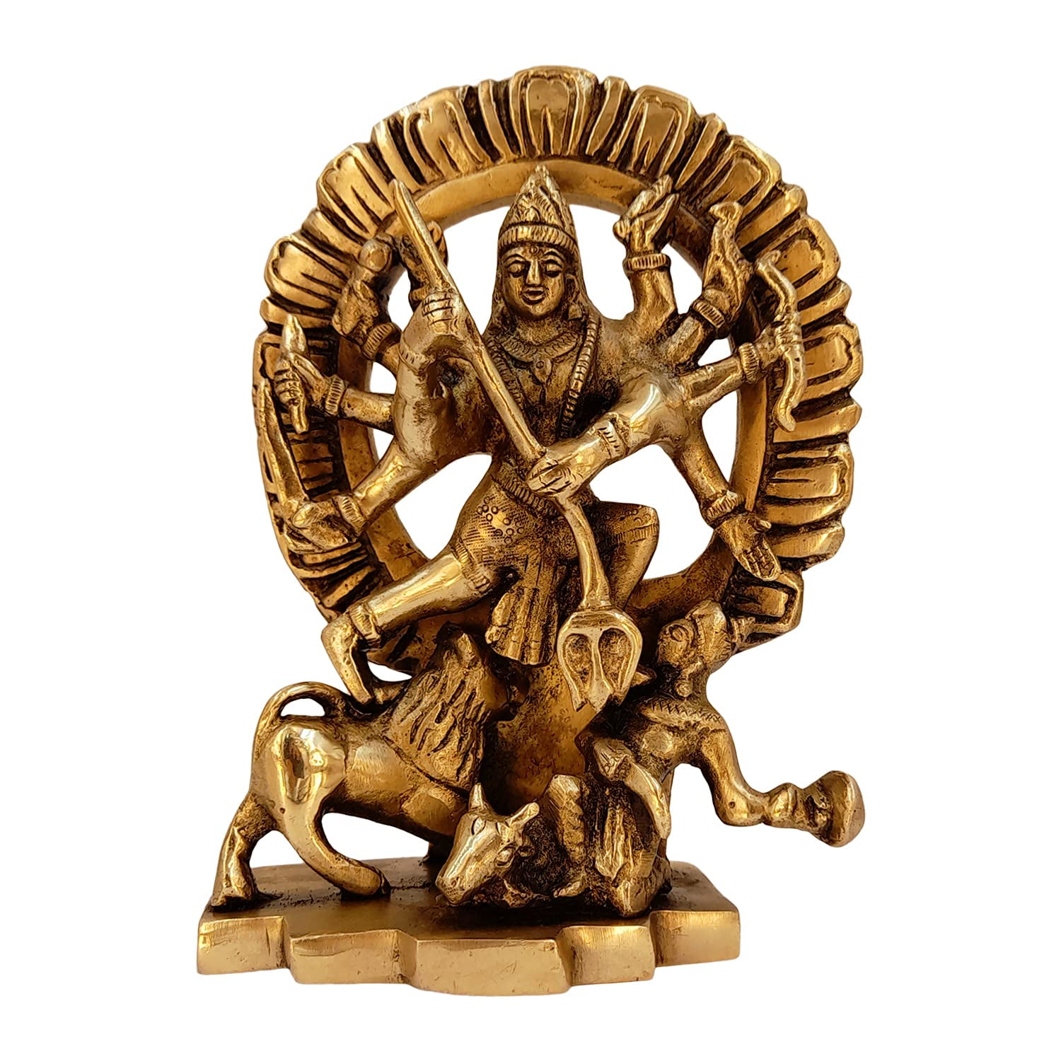 Brass World Brass Maa Kali Statue with Lion | Adi Shakti Ma Goddess ...