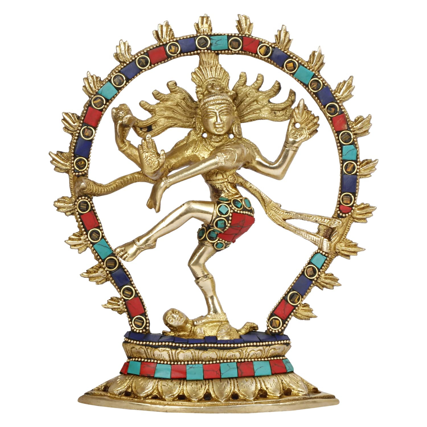 Brass World Brass Multicolor Stone Handwork Natraj Idol Murti Natraja ...