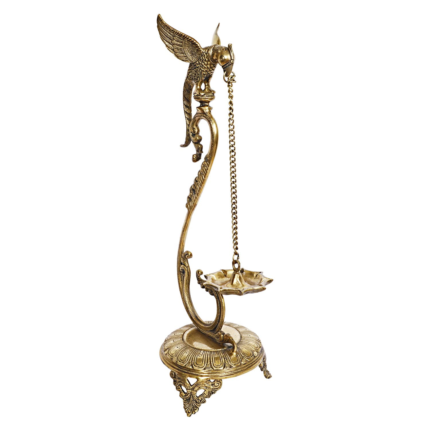 Brass World Brass Parrot Design Hanging Bird Peacock Diya Oil Wick Lamp ...