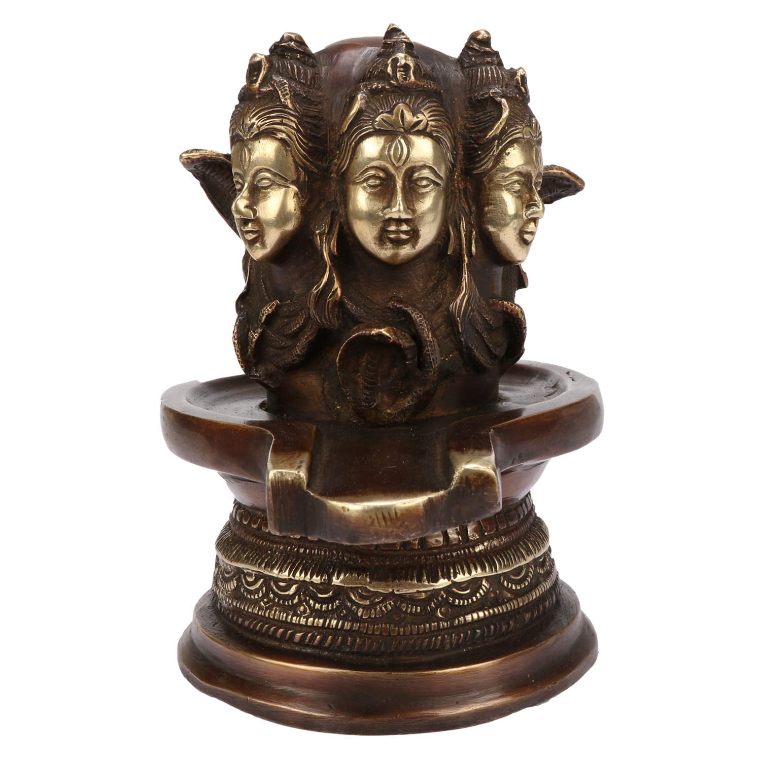 Brass World Brass Shivling Murti Idol Three Faces Shiva Shivlingam Puja ...