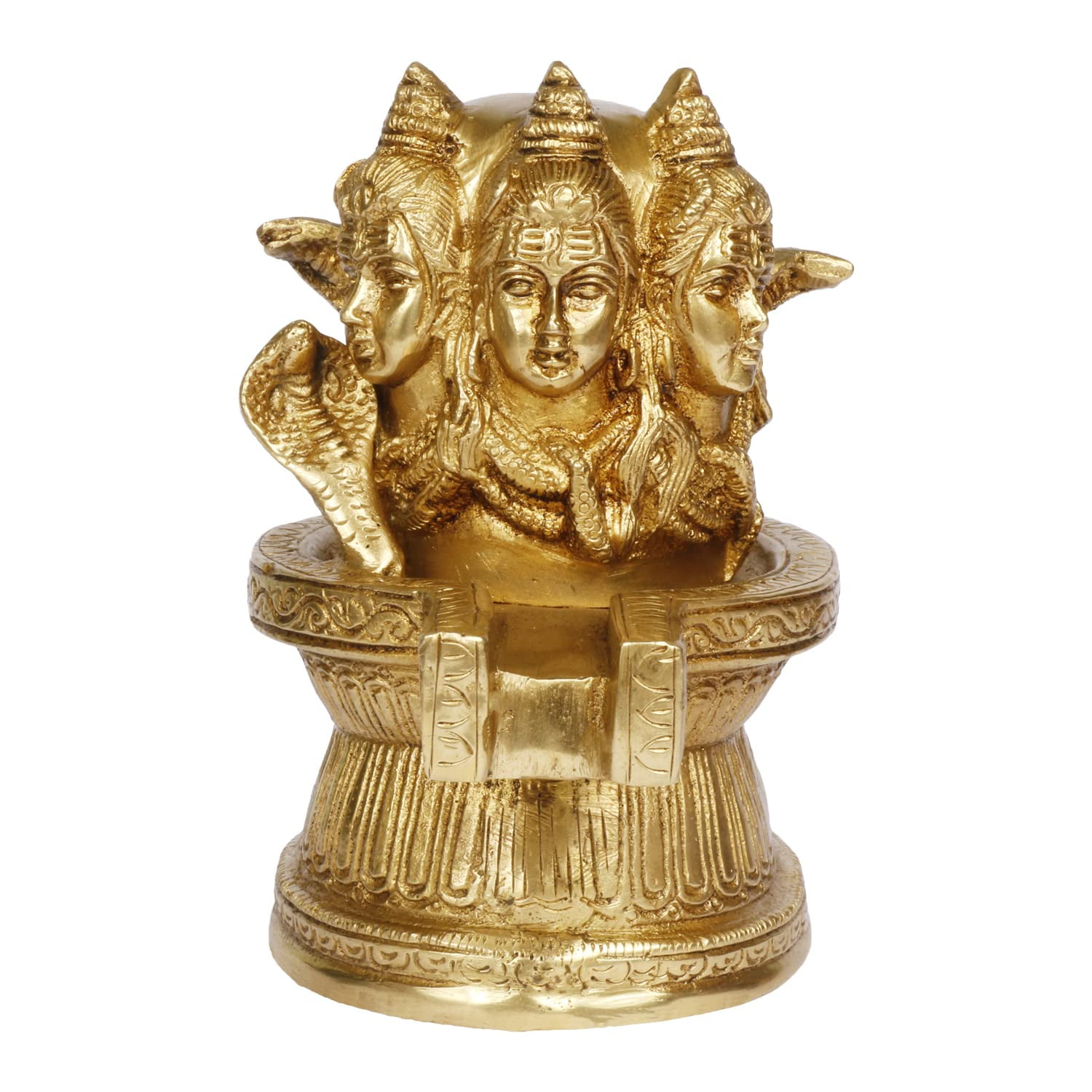 Brass World Large Brass Shiva Mukhalingam Shivling Statue Three Face ...