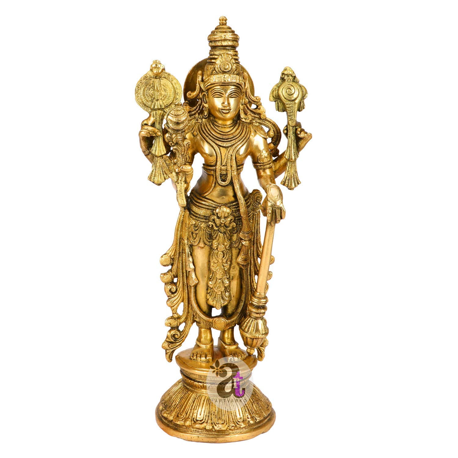 Brass World Brass Lord Bhagwan Vishnu Narayan Statue Idol Murti Holding ...