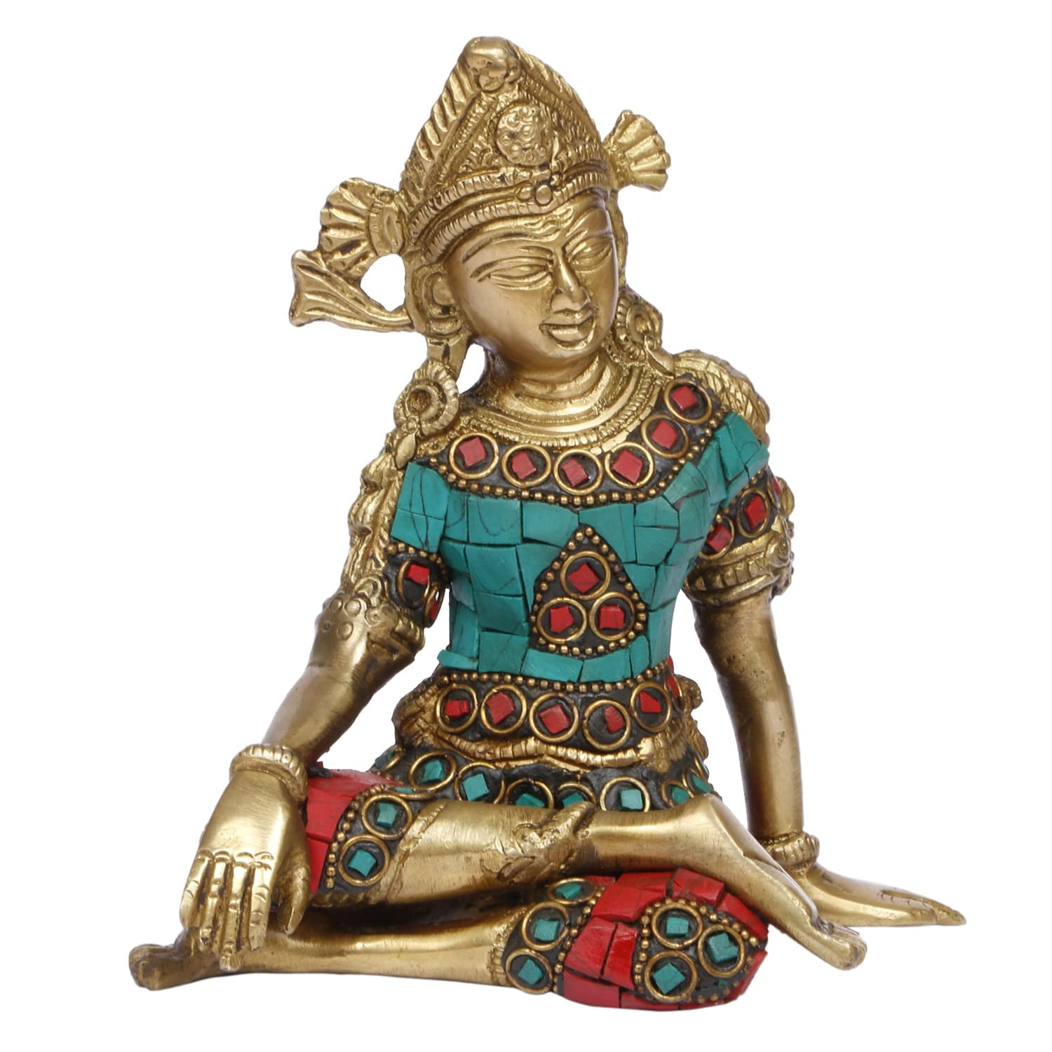 Brass World Lord Indra Dev Brass with Inlay Statue Hindu Deity Inder ...