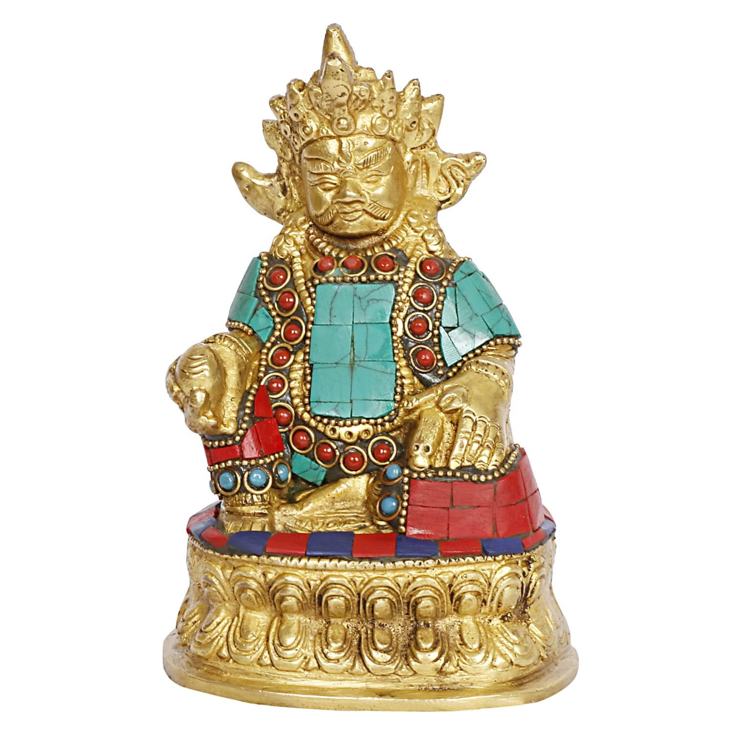 Brass World Lord Kuber Maharaj Murti Brass Gemstone Handwork Treasure ...