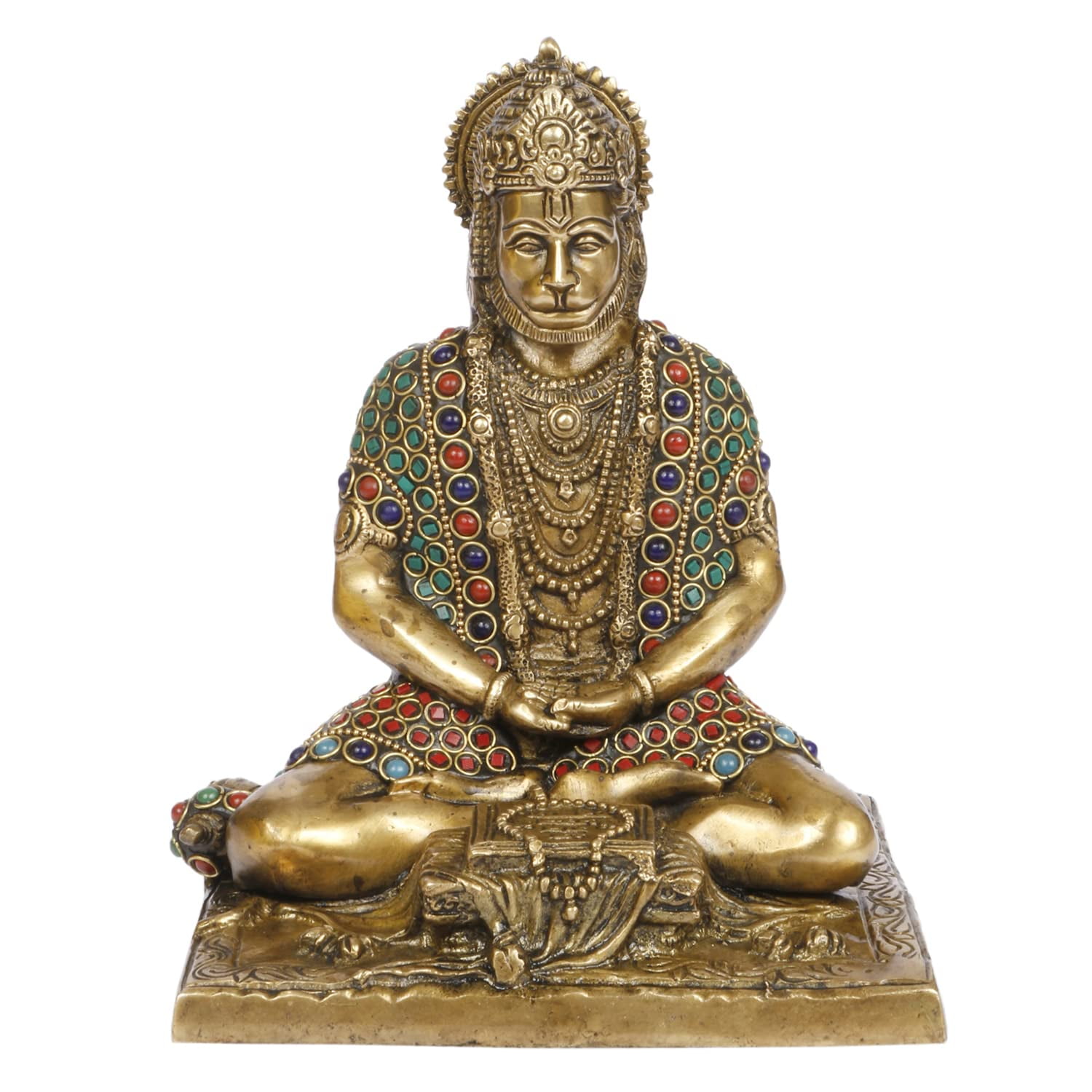 Brass World Brass Multicolor Stone Handwork Lord Hanuman Ji Murti Dhyan ...