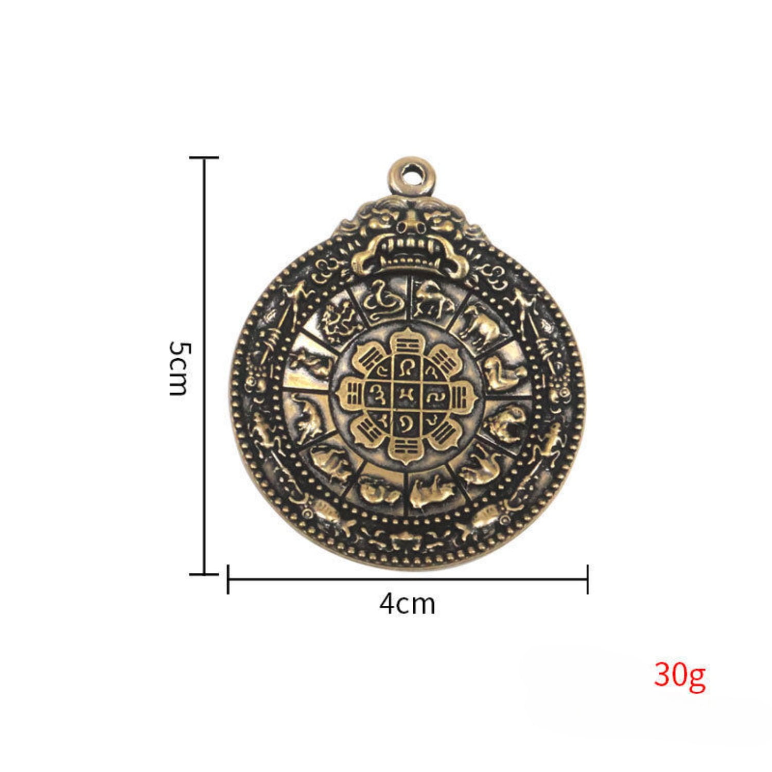 Brass Zodiac Jiugong Bagua Pendant Tibetan Style Keychain Waist Tag ...