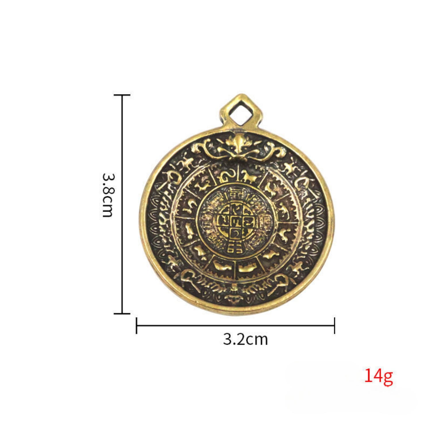 Brass Zodiac Jiugong Bagua Pendant Tibetan Style Keychain Waist Tag ...