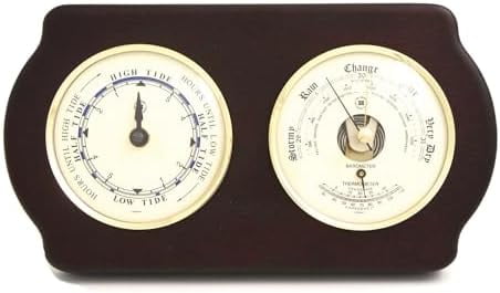 Brass and Ash Wood Tide Clock/Barometer/Thermometer (WS417) - Walmart.com