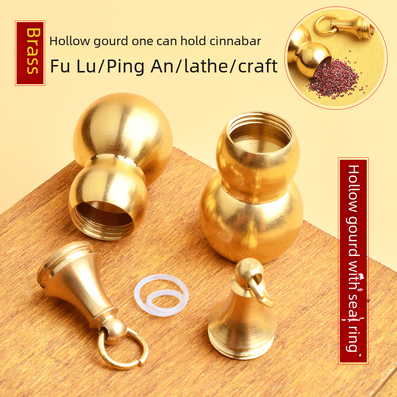 Brass hollow small gourd upper opening can be opened to hold things ...