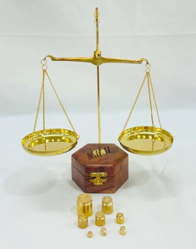 Brass scales of justice desk decor: 9-inch vintage-style weighing scale ...