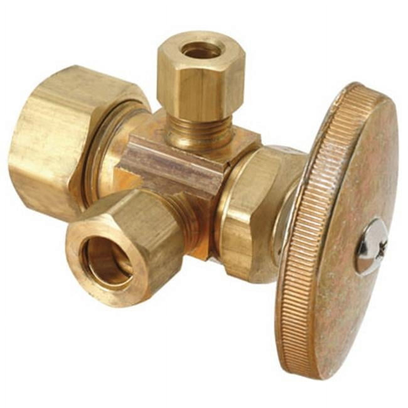 BrassCraft CR1901LRX RD Brass Dual Outlet Stop Valve, 5/8 x 3/8 x 3/8 ...