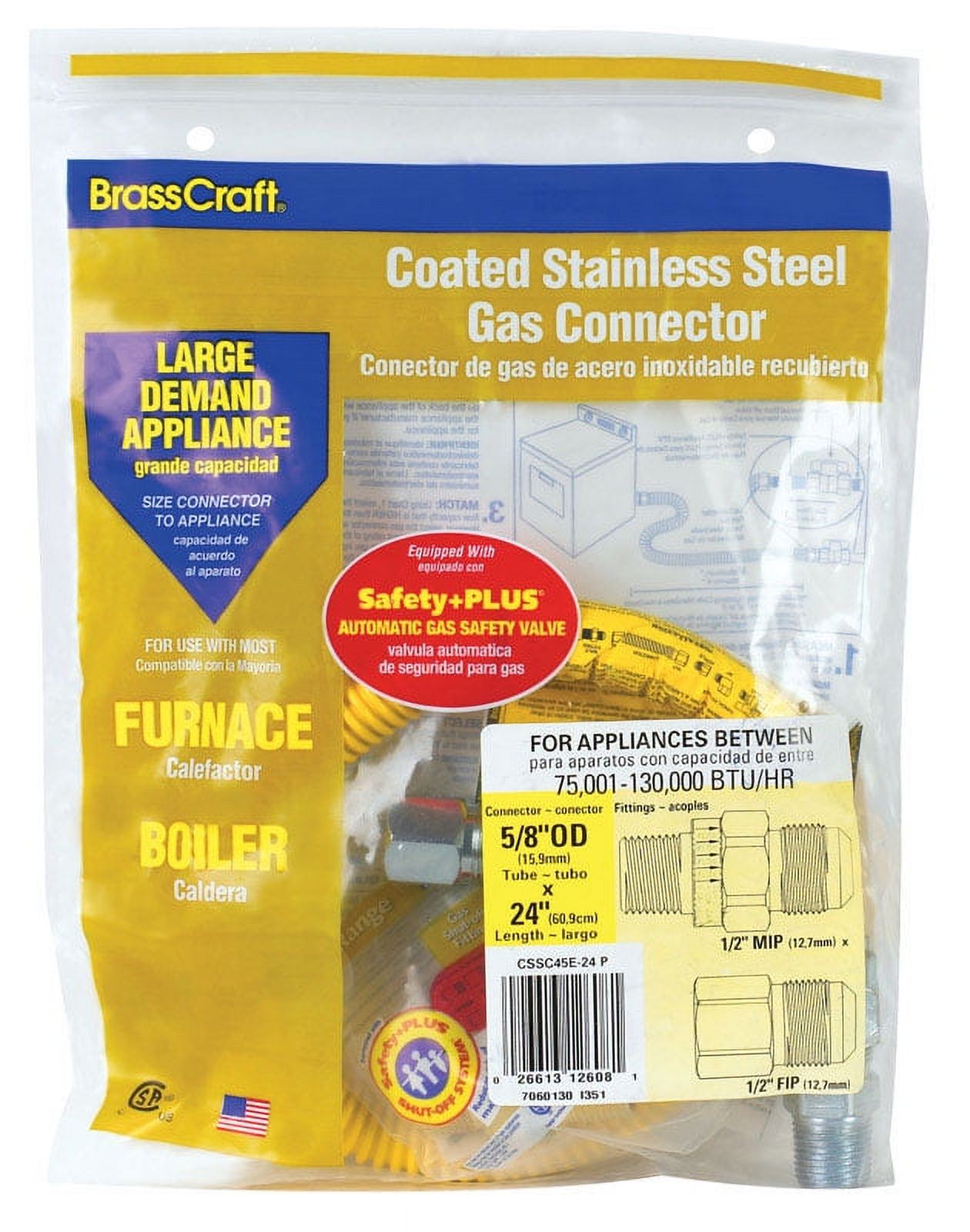 BrassCraft CSSC45R 24 P Safety Gas Connector 1 2 X 3 4 X 3 4 BrassCraft CSSC45R 24 P Safety Gas Connector 1 2 X 3 4 X 3 4