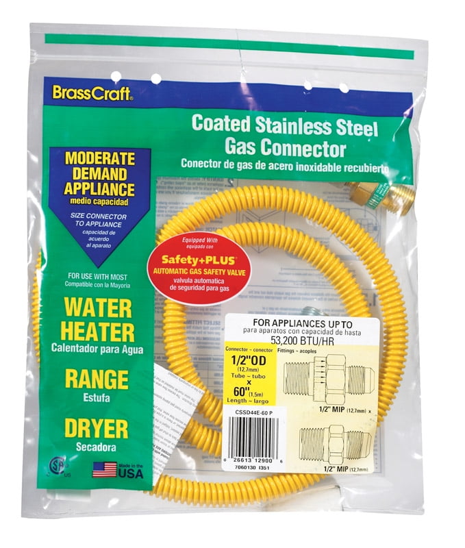 BrassCraft ProCoat CSSD44R-60P Straight Gas Connector 1/2 in Inlet 1/2 ...
