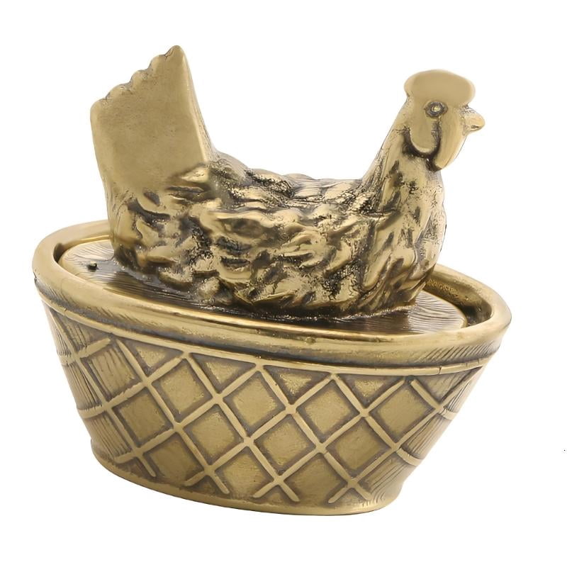 Brasses Hen Statue Trinket Box with Lid for Necklace Earrings ...