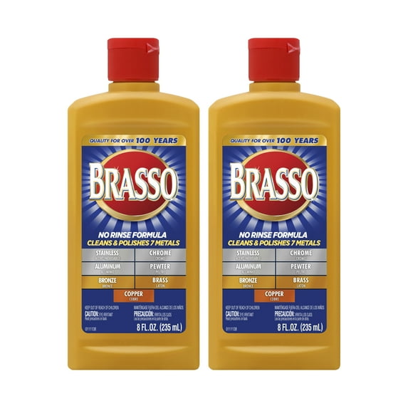 BRASSO Metal Polish 8 Oz Bottle for Brass Copper Stainless Steel Chrome ...
