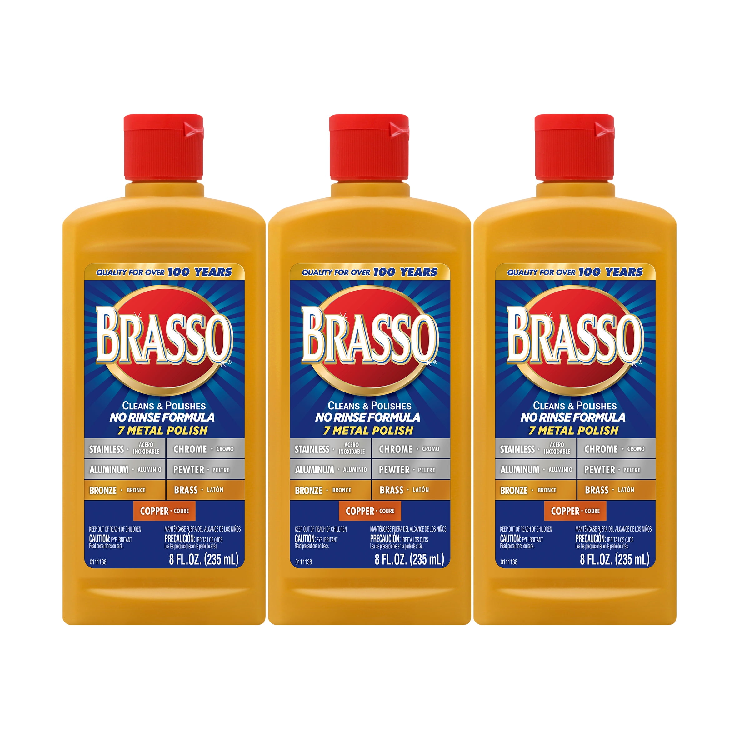 Brasso Metal Polish, 8 oz Bottle for Brass, Copper, Stainless, Chrome ...