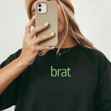 Brat Shirt Embroidered Brat TShirt Trendy Lime Green Brat Crewneck Tee ...