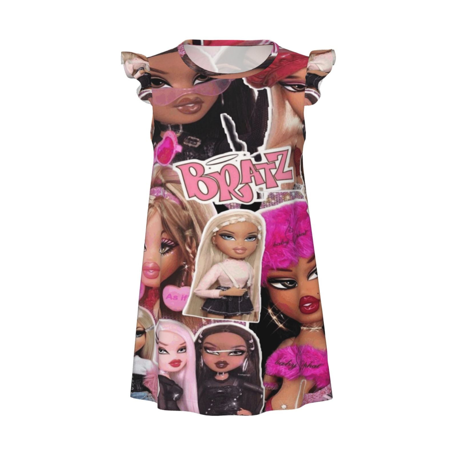 Brat-Z0 Flutter Sleeve Soft Fabric Casual Dress Cartoon Sleepdress ...