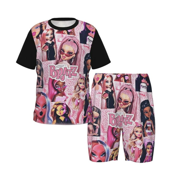 Brat-Z0 Pajamas Set Summer Cartoon Printed Short Set Sleepwear Outfit ...