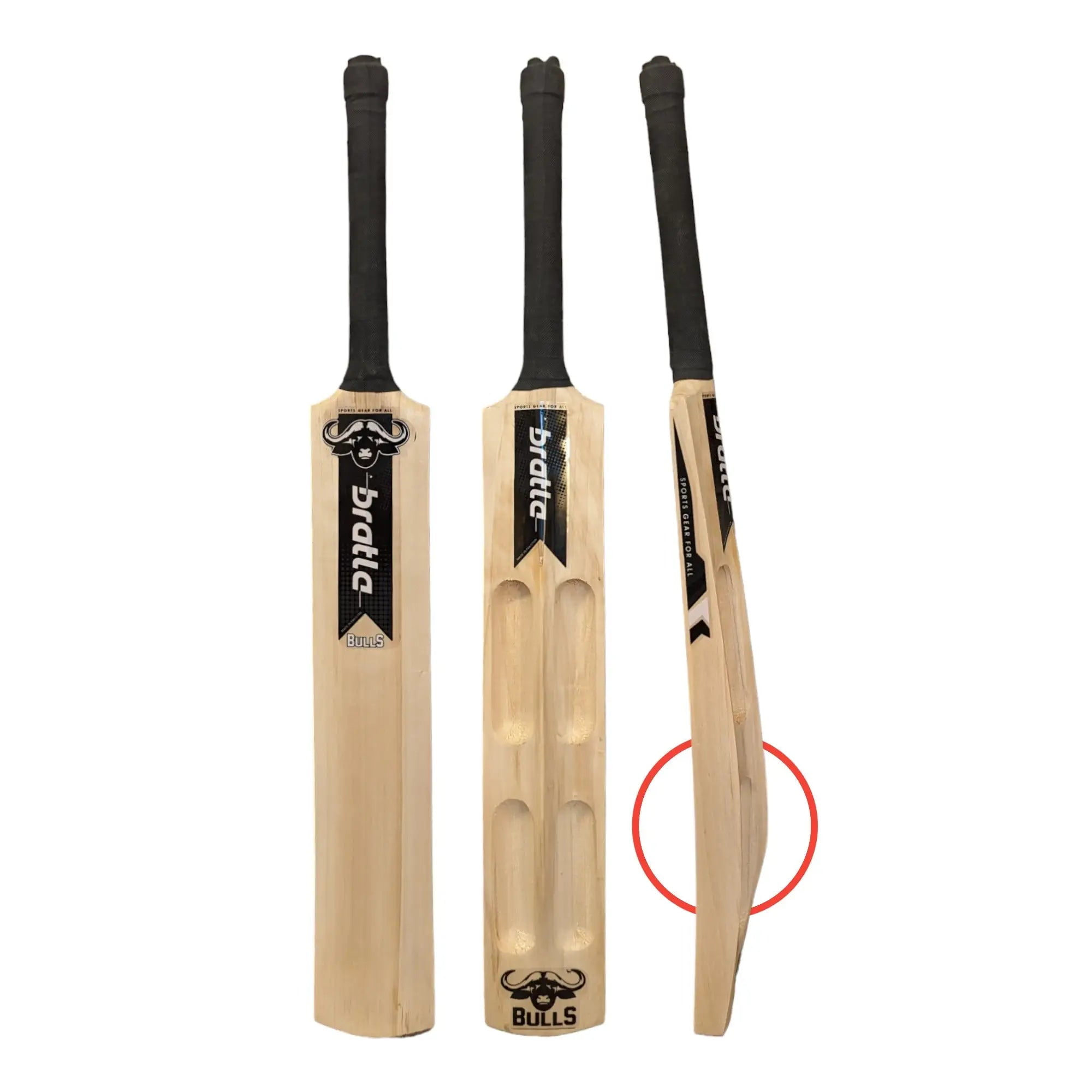 Bratla Bulls Kashmir Willow Cricket Bat Adult Scoop Design - Walmart.com