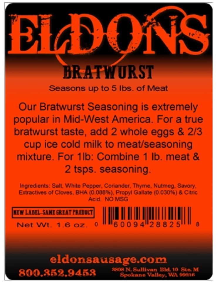 Bratwurst Sausage Seasoning Spices Seasons 5 Pounds of Meat #8825 ...