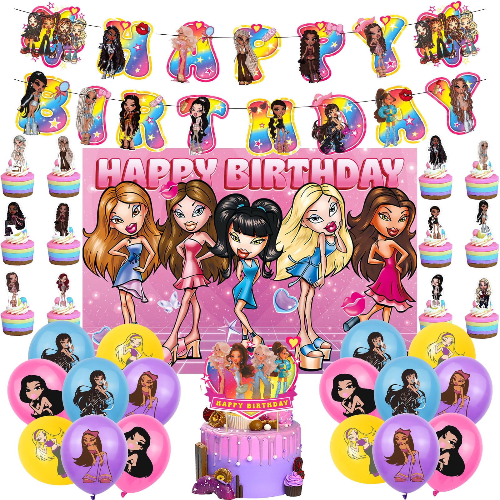 Bratz Birthday Party Decorations - 45 Pcs Bratz Party Decorations ...