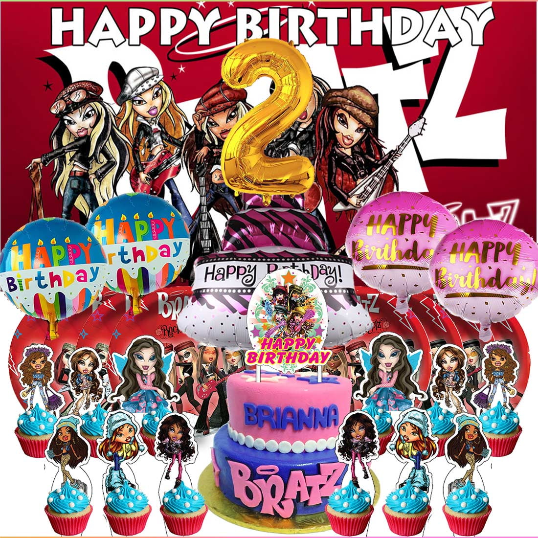 Bratz Girls 2nd Tableware Balloons Cake Toppers Backdrop Banner ...