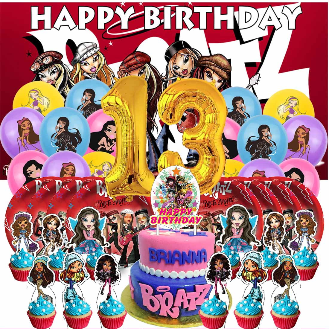 Bratz Girls Balloons Party Supplies 13th Decor Tableware Birthday Cake ...