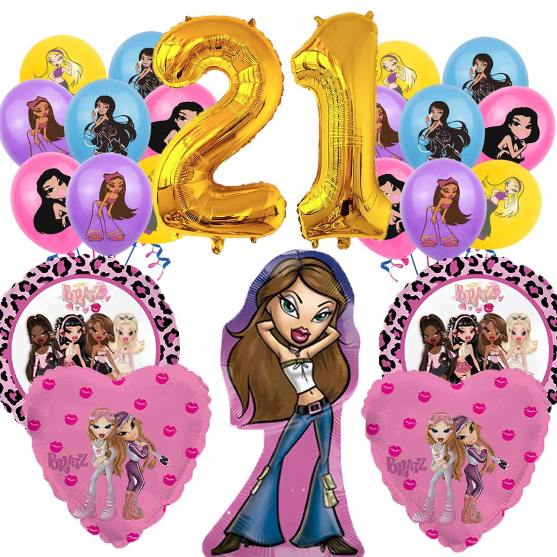 Bratz Girls Balloons Party Supplies 21th Big Number Decorations Decor ...