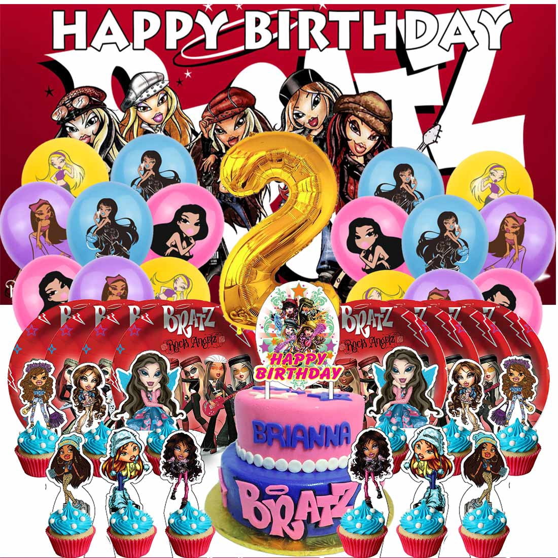 Bratz Girls Balloons Party Supplies 2nd Decor Tableware Birthday Cake ...