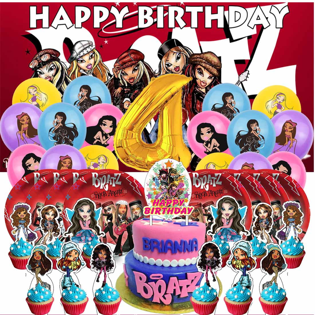 Bratz Girls Balloons Party Supplies 4th Decor Tableware Birthday Cake ...