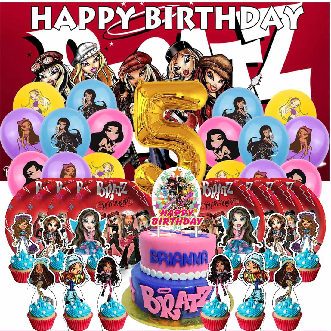 Bratz Girls Balloons Party Supplies 5th Decor Tableware Birthday Cake ...