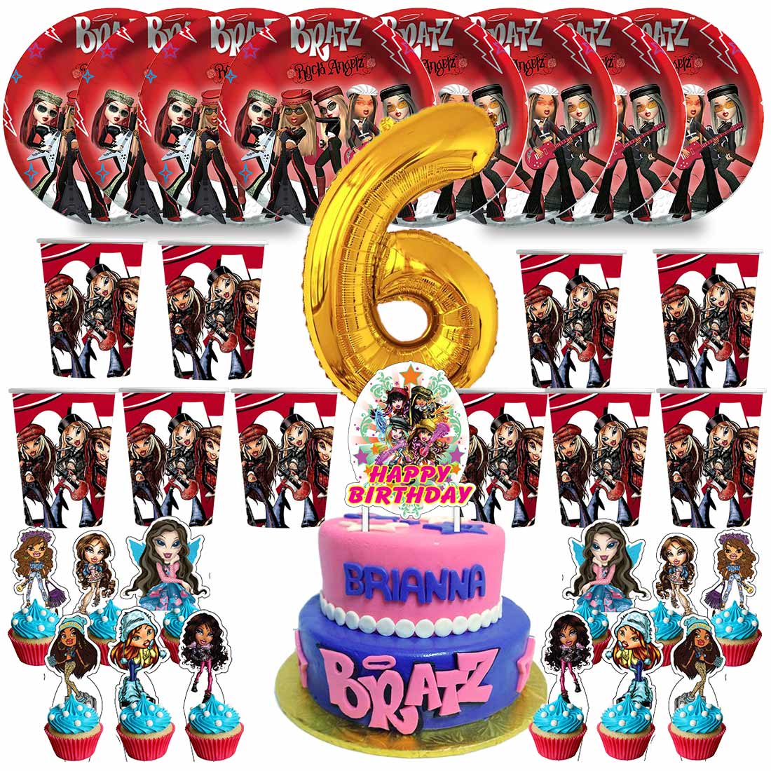 Bratz Girls Birthday 6th Cups Party Supplies Plates Fans Decorations ...