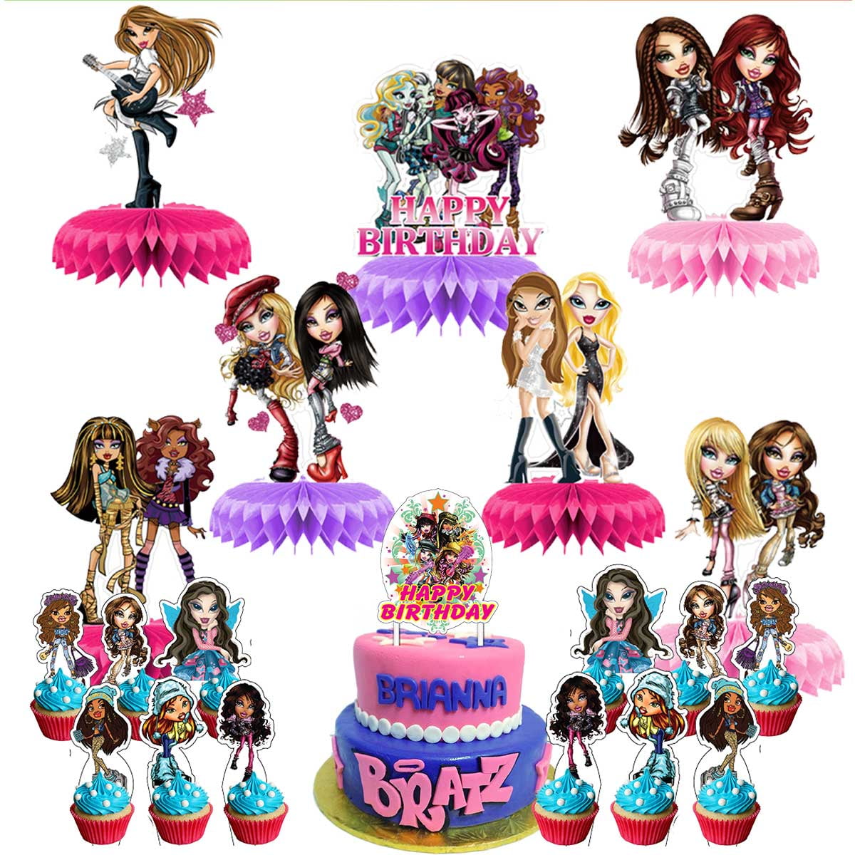Bratz Girls Party Decor Supplies Honeycomb Centerpieces Table Toppers ...