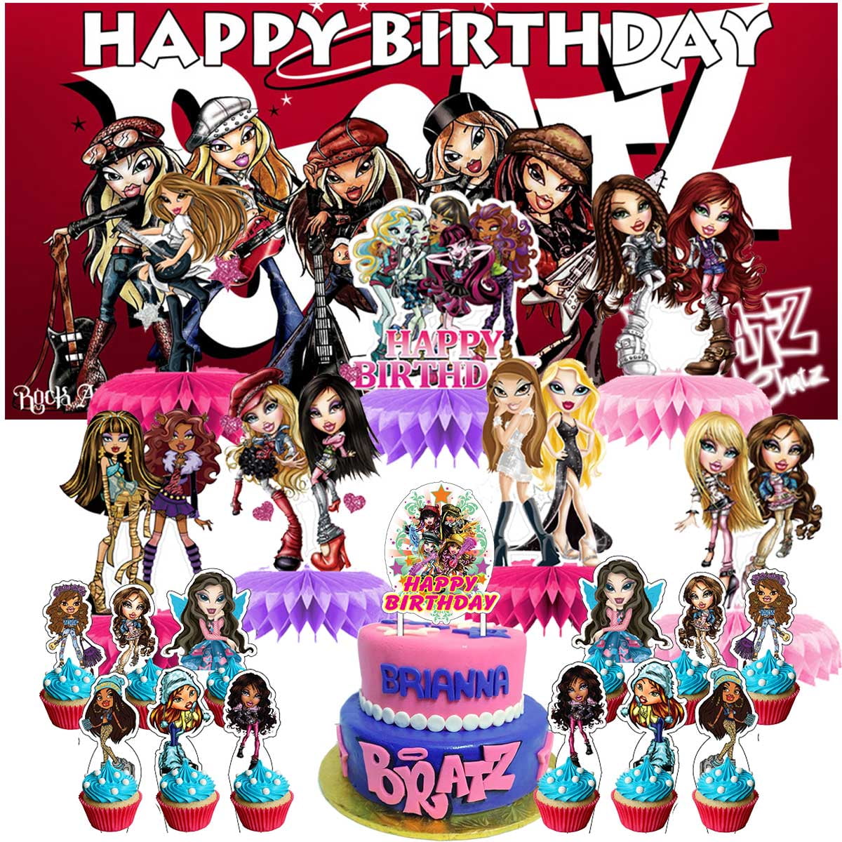 Bratz Girls Party Decorations Decor Supplies Honeycomb Centerpieces ...