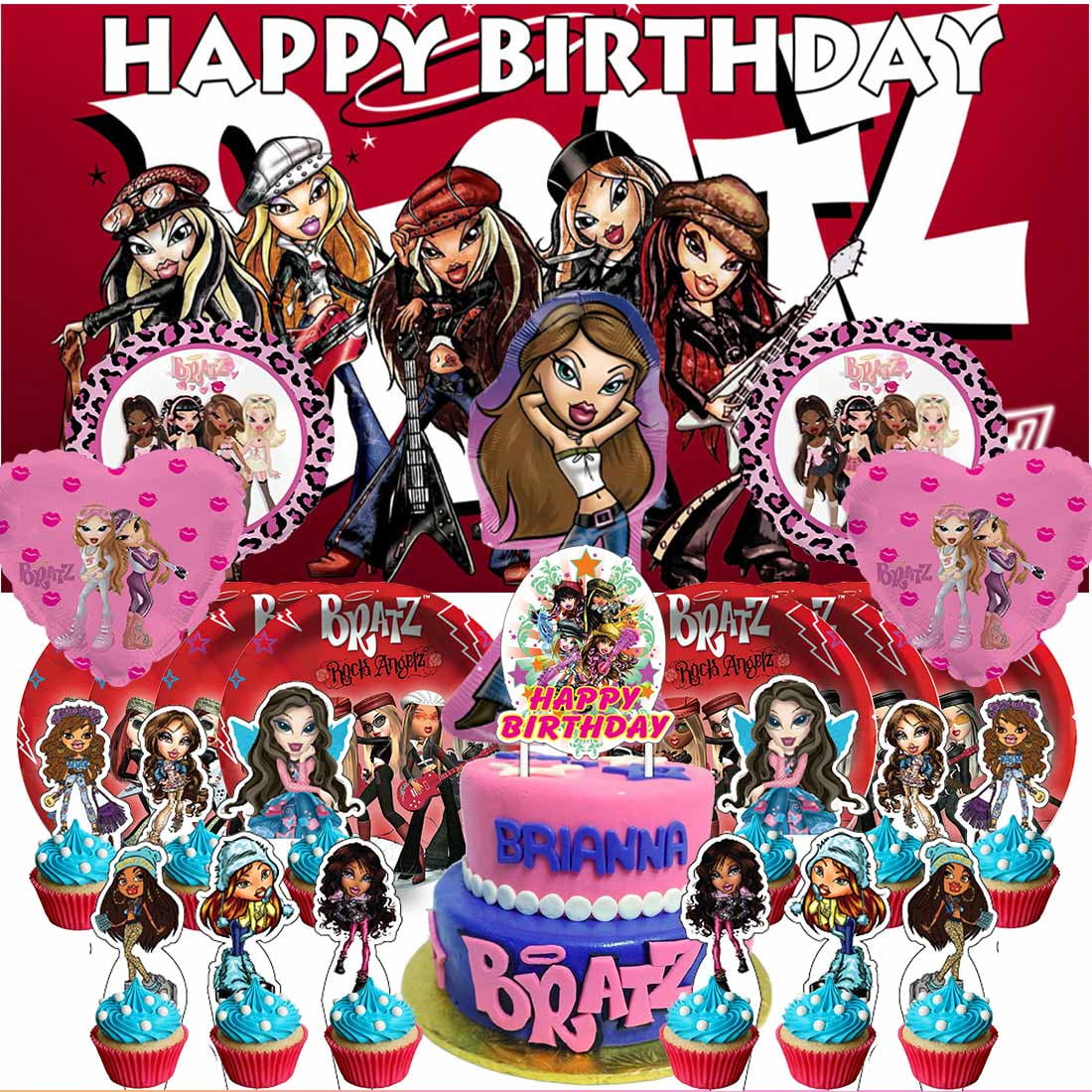 Bratz Girls Supplies Plates Decoration Backdrop Banner Birthday Decor ...