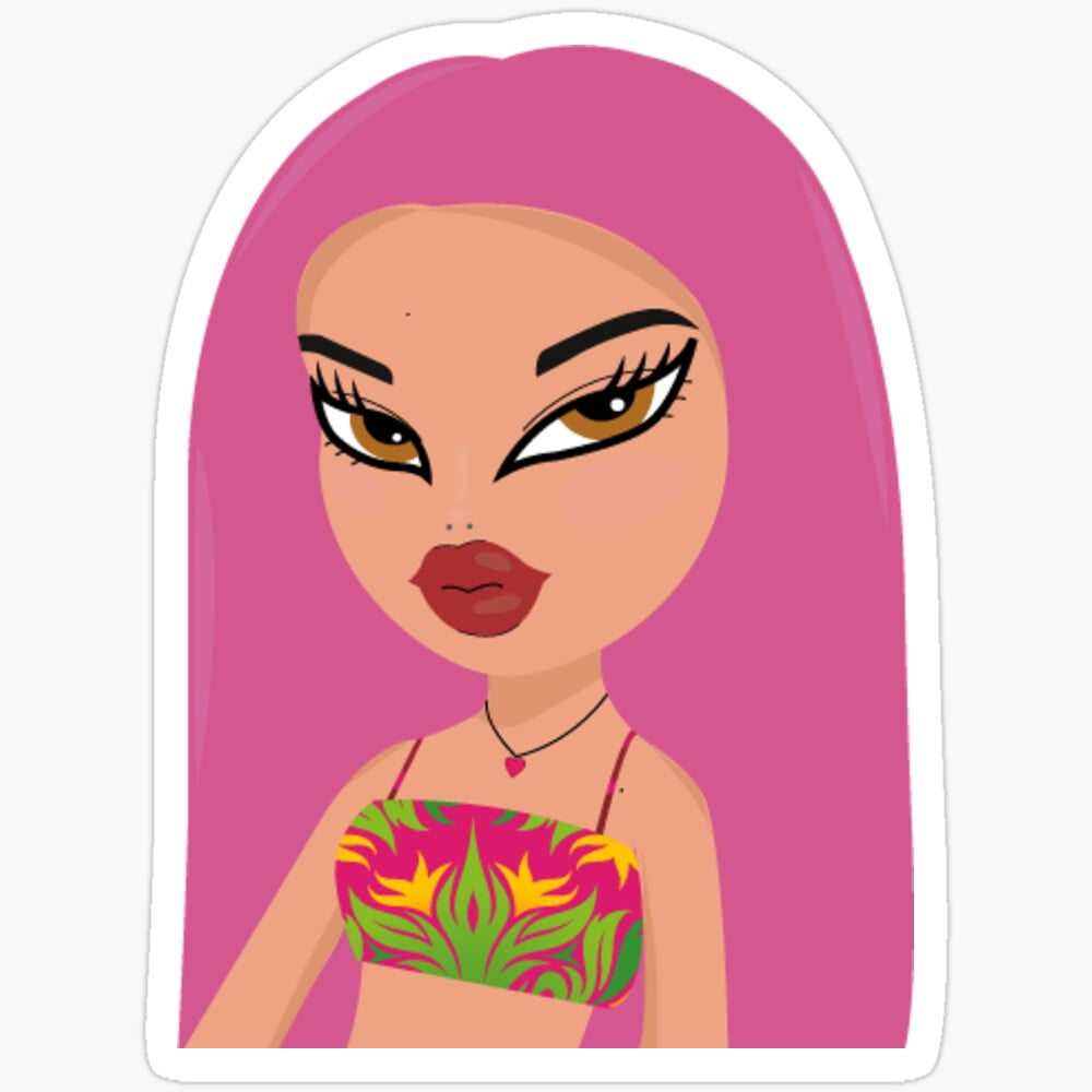 Bratz With Pink Hair Sticker Sticker Phone Decal Water Bottle Stickers ...