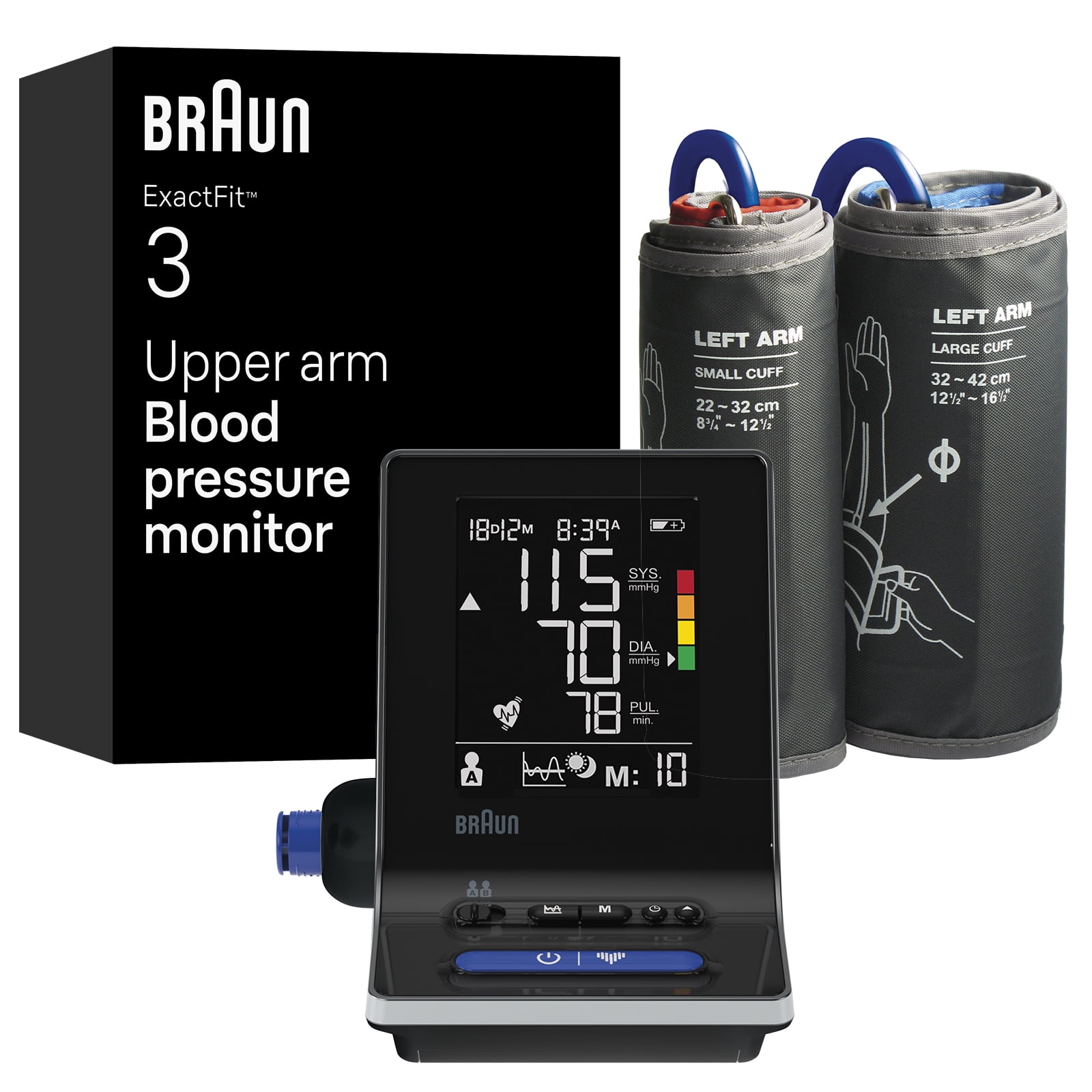 Braun ExactFit 3 Upper Arm Blood Pressure Monitor with 2 Cuff Sizes ...