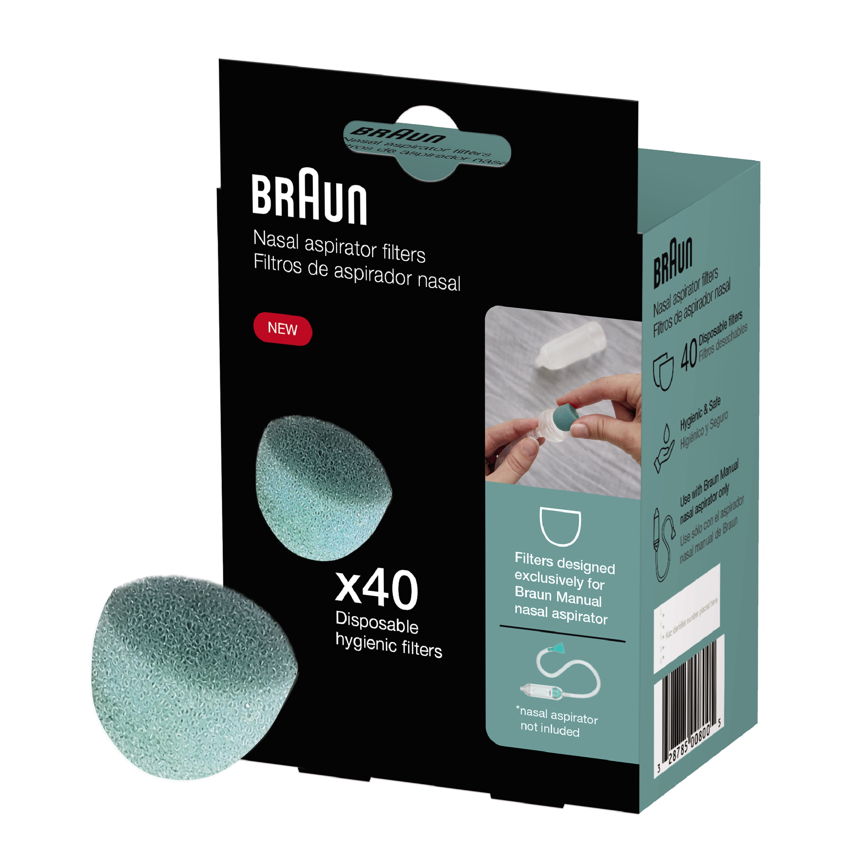 Braun Manual Nasal Aspirator Replacement Filters, 40-Count, BNF040 ...