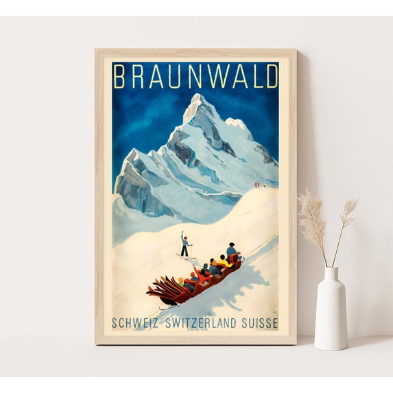Braunwald Switzerland Vintage Travel Poster: Swiss Wall Art Vintage ...