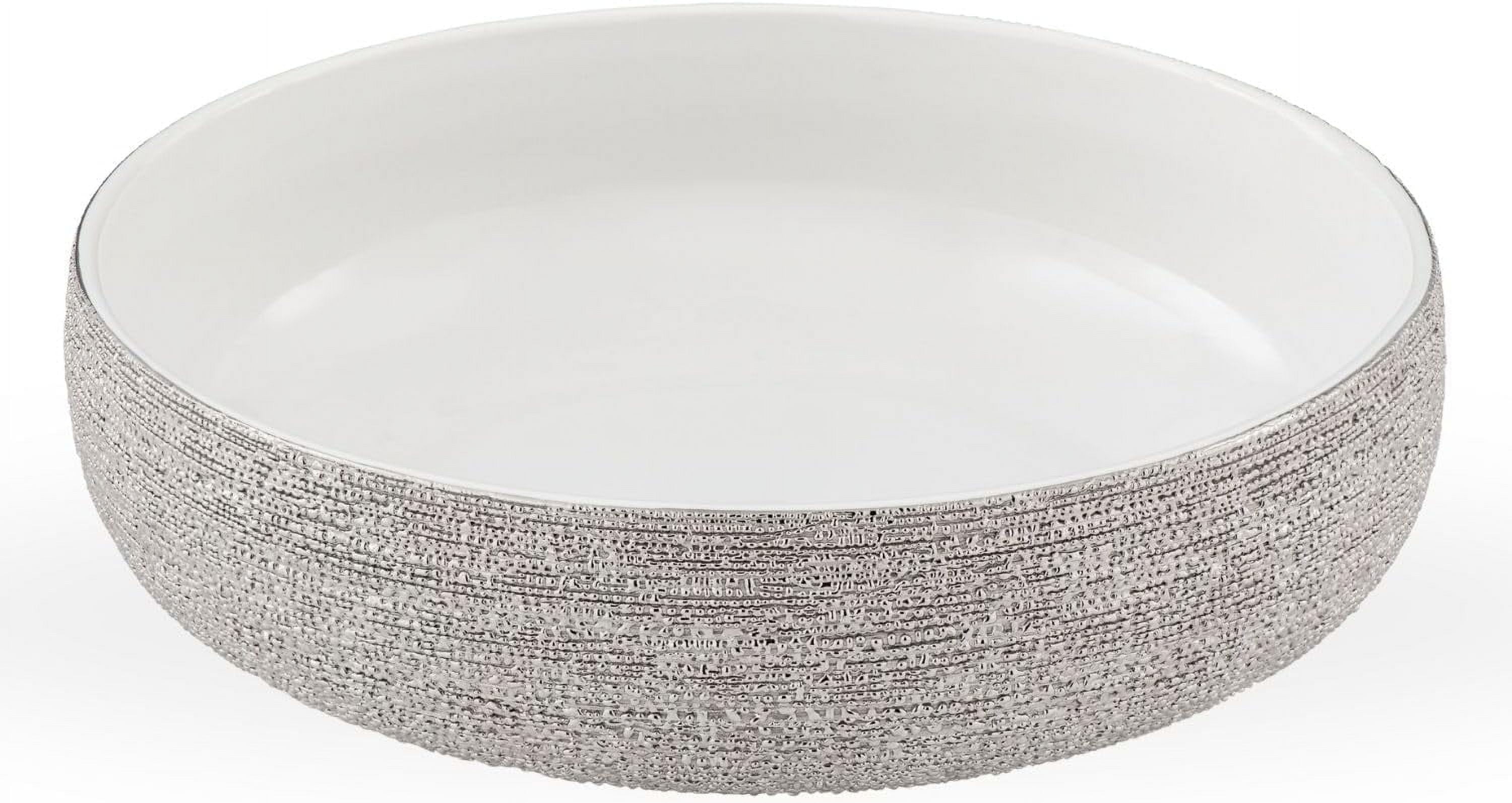 Brava Silver Decorative Bowl for Home Decor - 10" Large Ceramic Bowl ...