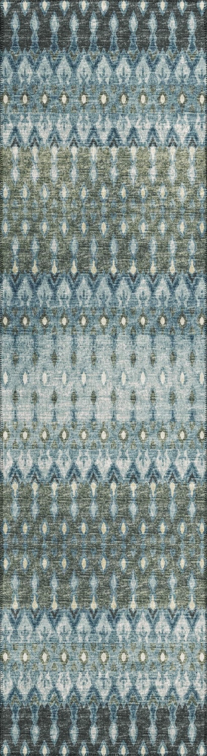 Bravado Indoor/Outdoor Blue Ikat 2’3" x 7’6" Non-Skid Runner Rug ...