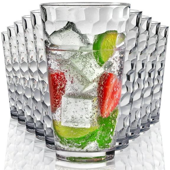 20-Ounce Reusable Plastic Water Tumbler, Clear Shatterproof Drinking ...