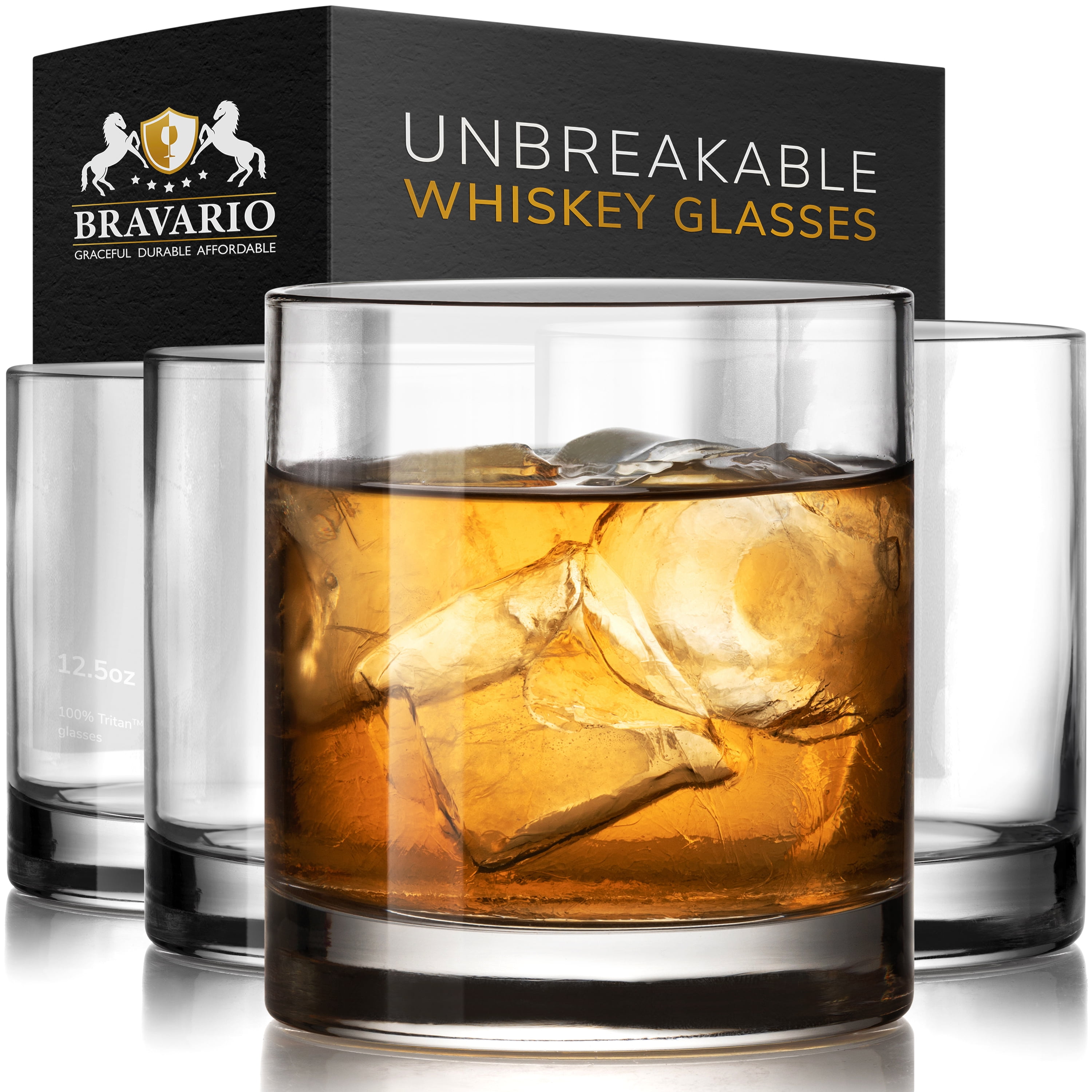 Bravario Shatterproof Whisky Glasses Set for Cocktails & Outdoor Bar ...