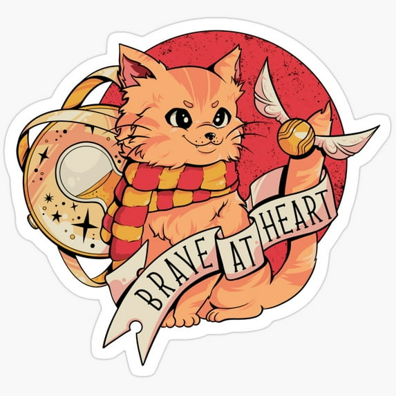 Brave At Heart Orange Cat Sticker Phone Decal Water Bottle Stickers Car ...