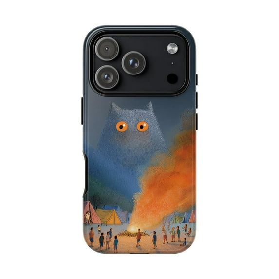 Brave Cat Sentinel Guardian at Campfire Light for iPhone 17 16 15 14 13 ...