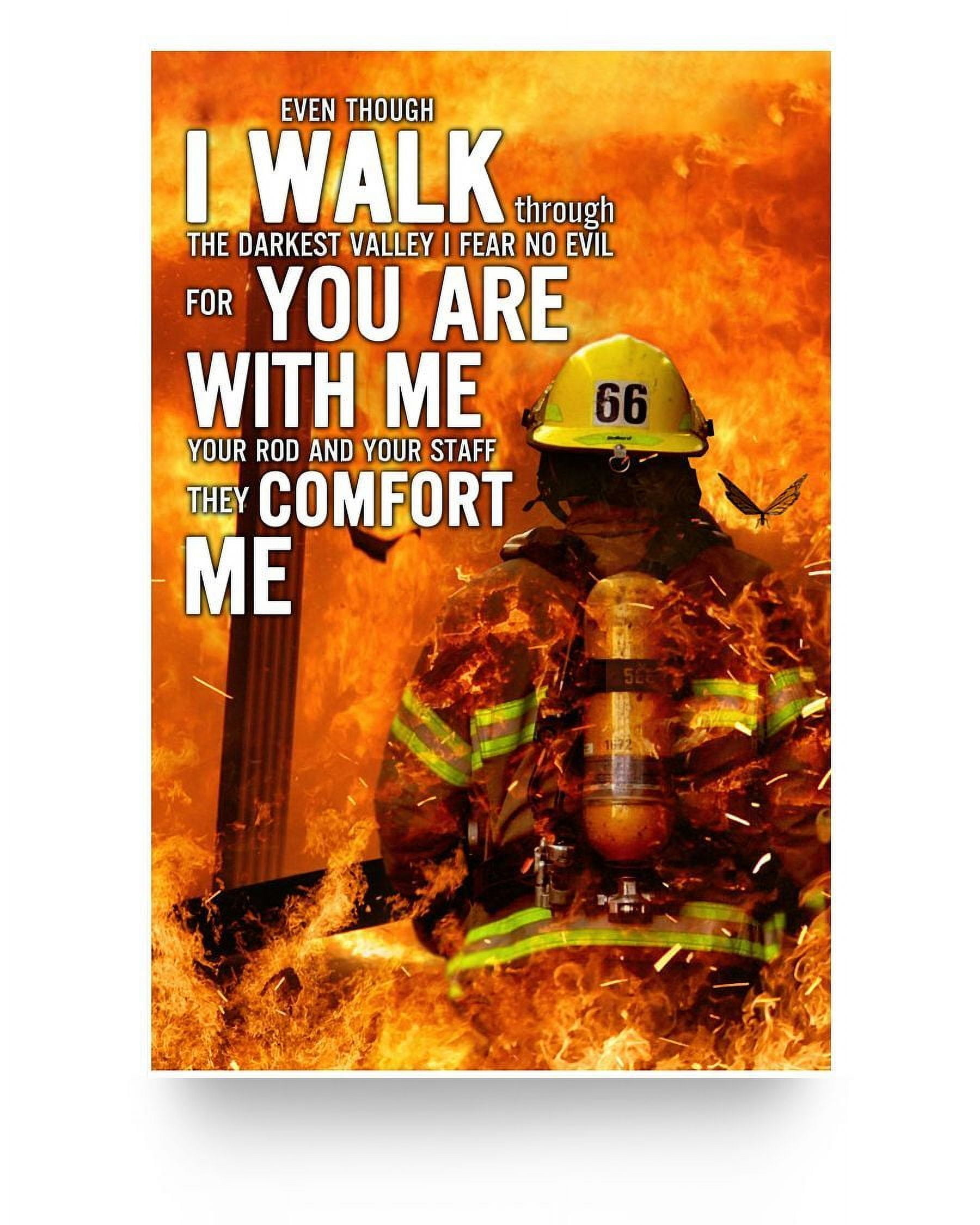 Brave Firefighter Poster Matte Wall Art Decor 24 x 36 Inch Poster ...