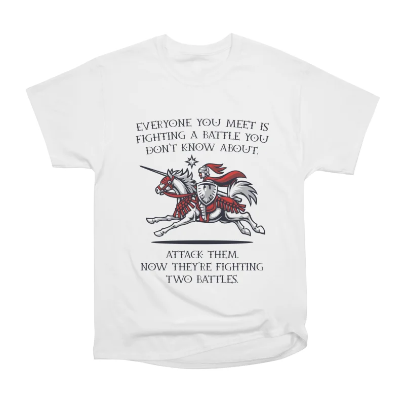 Brave Knight on charging horse Inspirational Quote on light colors T ...