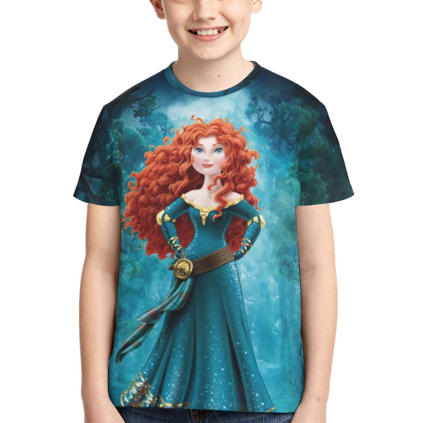 Brave Merida Party Poster T-Shirt Kids' Tees Crewneck Cotton Solid T ...